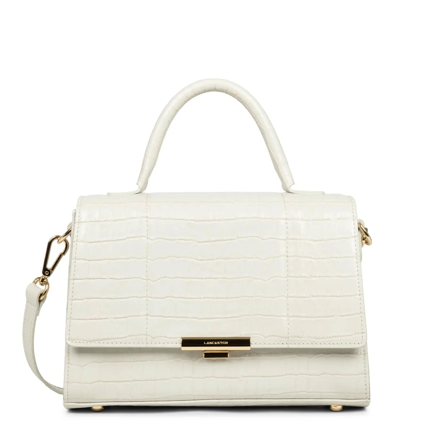 Handbag with flap and M Exo Trinity clasp Lancaster 480-034 Ecru ...